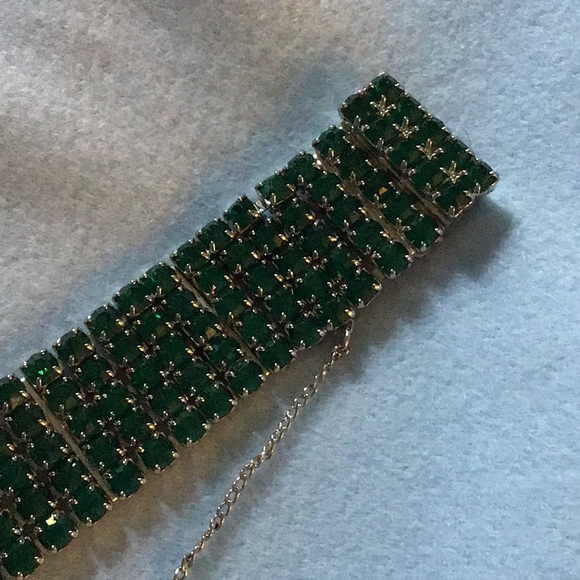 Jewelry | Vintage Dark Emerald Green Rhinestone Bracelet | Poshmark